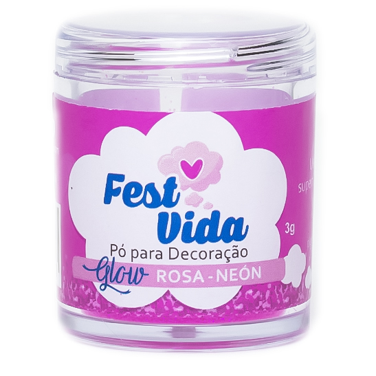 Glitter para Decoração Glow Rosa – Neon – Fest Vida